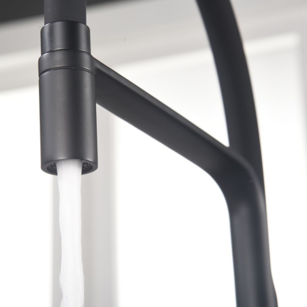 Sena series matt black flexible single-lever kitchen faucet - ocean-imex.gr
